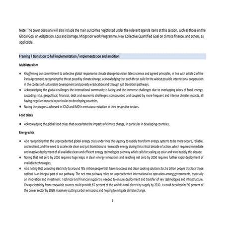 COP27: Draft outcome and decision paper | PPT