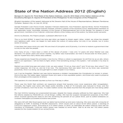 State of the Nation Address 2012 | PDF