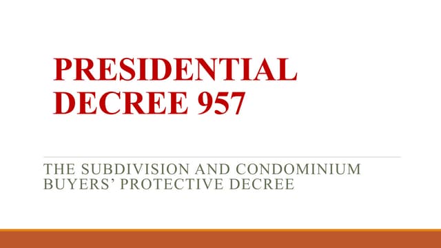 PRESIDENTIAL DECREE 957.pptx PRESIDENTIAL DECREE 957.pptx