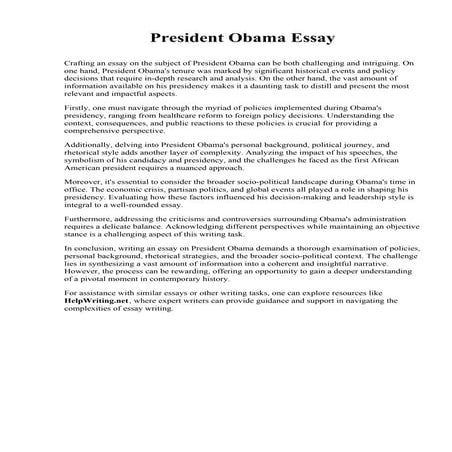 President Obama Essay. University of Texas at El Paso | PDF