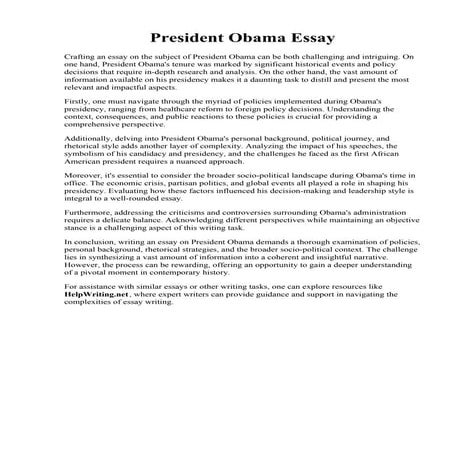 President Obama Essay. M obama thesis - writingz.web.fc2.com