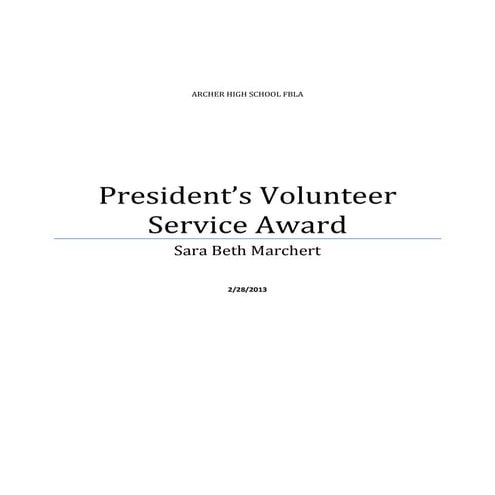 President's volunteer service report | DOCX