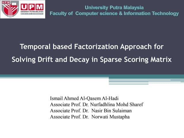 Temporal Based Recommendation System Ppt