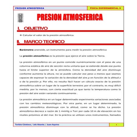 PRESION ATMOSFERICA | PDF