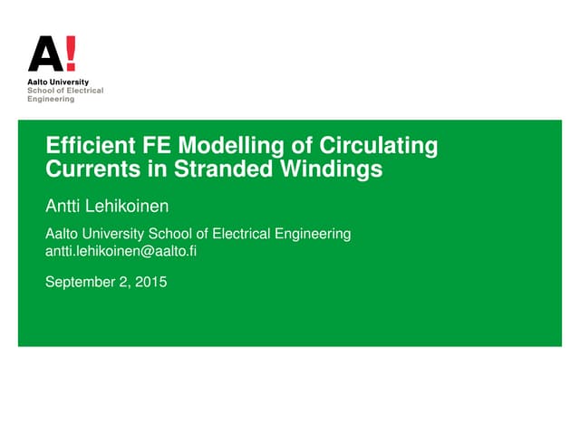 Efficient Fe Modelling Of Circulating Currents In Stranded Windings Ppt