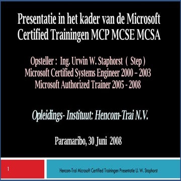 pwp presentatie MCSA / MCSE certificering | PPT | Technology & Computing
