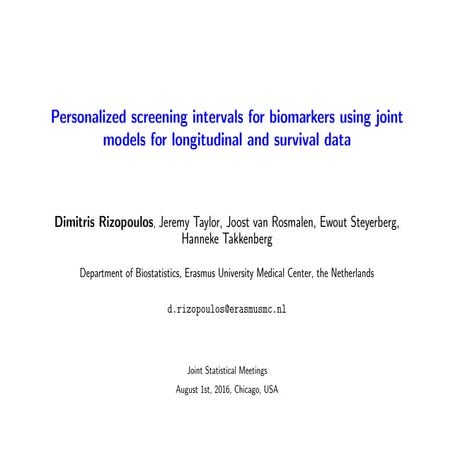 Personalized Screening Intervals for Biomarkers using Joint Models for Longitudinal and Survival ...
