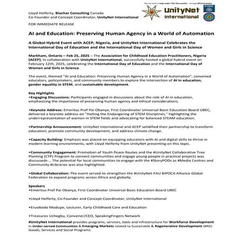 Press Release: ACEP International Day of Education & Women & Girls 2025 ...