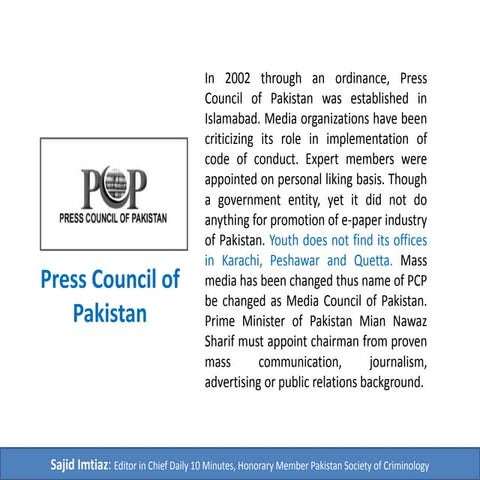 Press Council of Pakistan | PPTX