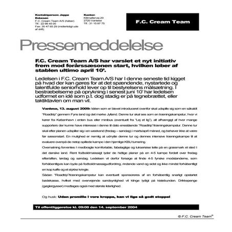 Pressemeddelelse F.C. Cream Team | DOCX