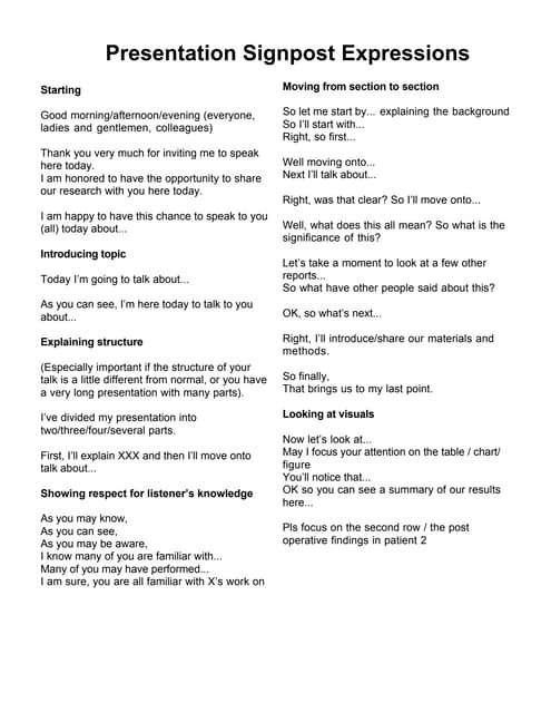 Signposting in presentations | PDF