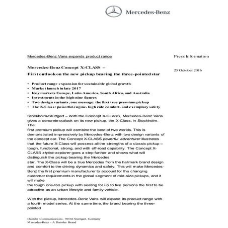 Mercedes X Class Concept - Press Release | DOCX