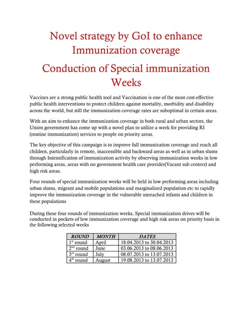 Immunization weeks | PDF