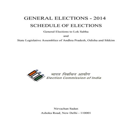 Schedule of Indian General Election 2014 and of State Assemblies | PDF