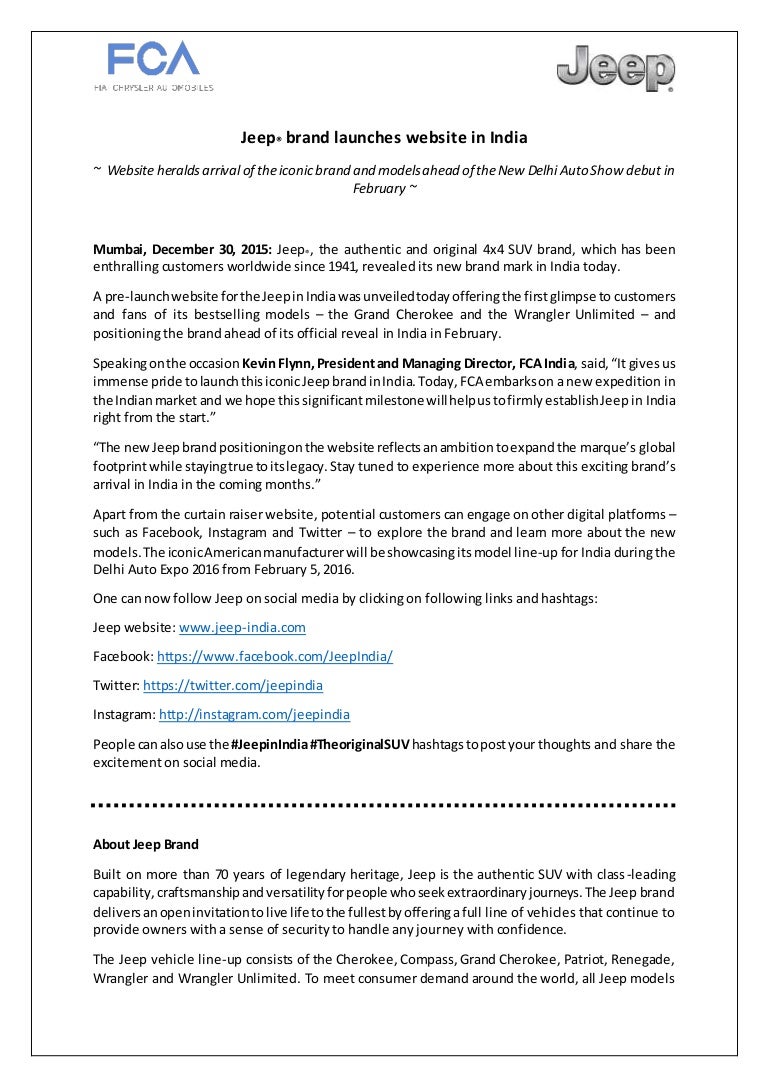 Jeep in India - Press Release