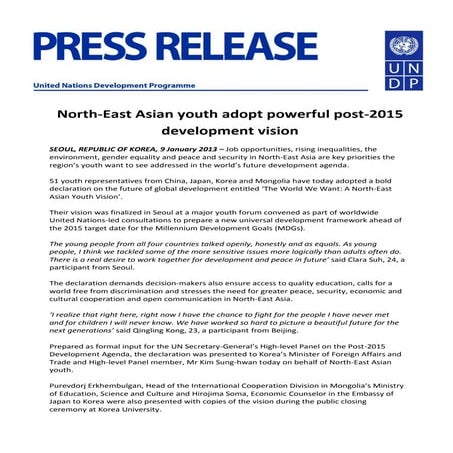 North-East Asian youth adopt powerful post-2015 development vision | PDF