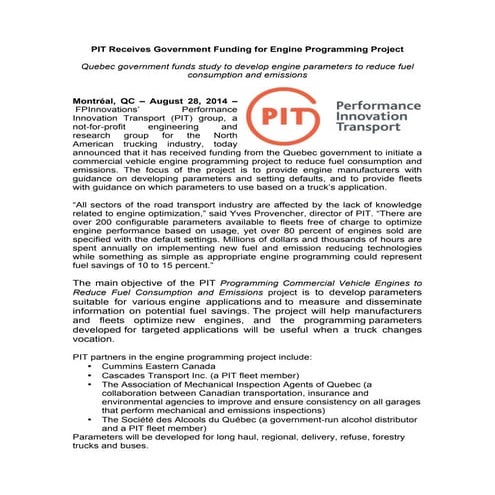 Press Release - PIT Receives Government Funding | PDF