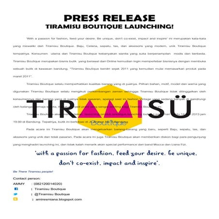 Tiramisu Boutique Launching! | PDF