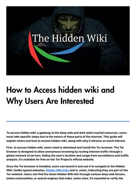 The Hidden wiki link: A Gateway to the Deep Web | PDF