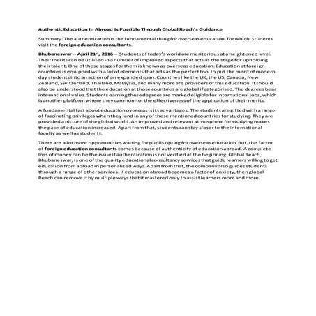 Press release global reach | DOCX | College Planning | College Education