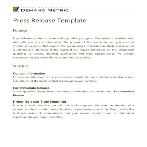 Press Release Template | PDF