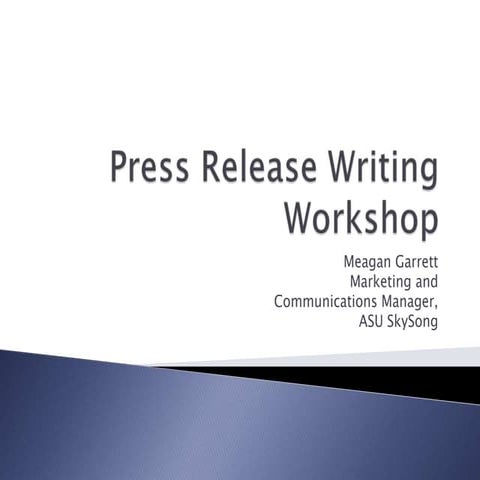 Press Release Writing Workshop | PPTX
