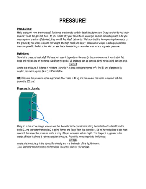 Pressure in fluids | PPT