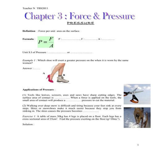 Pressure and Pressure in Liquids | DOC