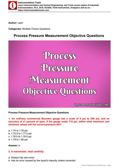 Process control MCQ | PDF | Mechanical and Industrial Engineering ...