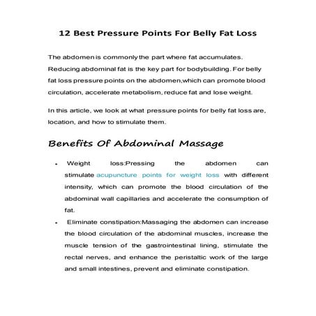 10 Pressure points for belly fat loss | DOC