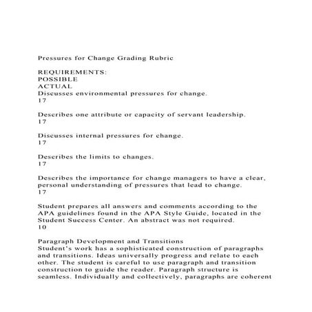 Pressures for Change Grading RubricREQUIREMENTS POSSIBL.docx