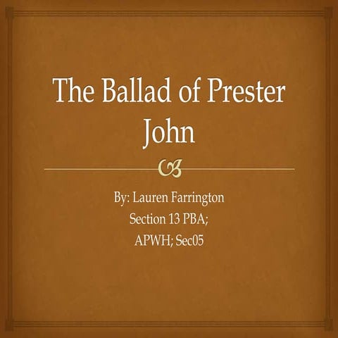 The Ballad of Prester John APWH | PPTX