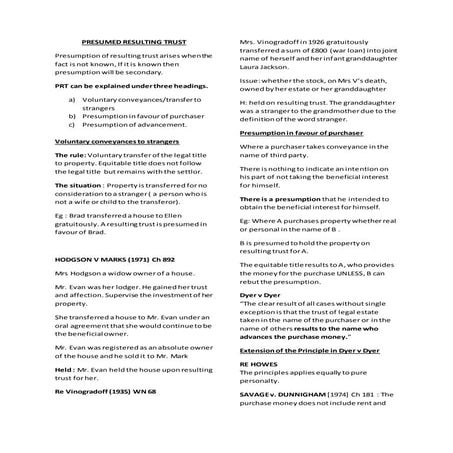 Presumed resulting trust (short notes) | DOCX