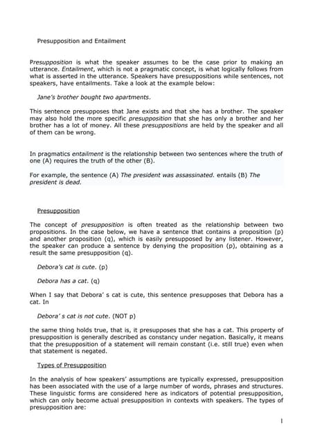 Presupposition & entailment | PPTX