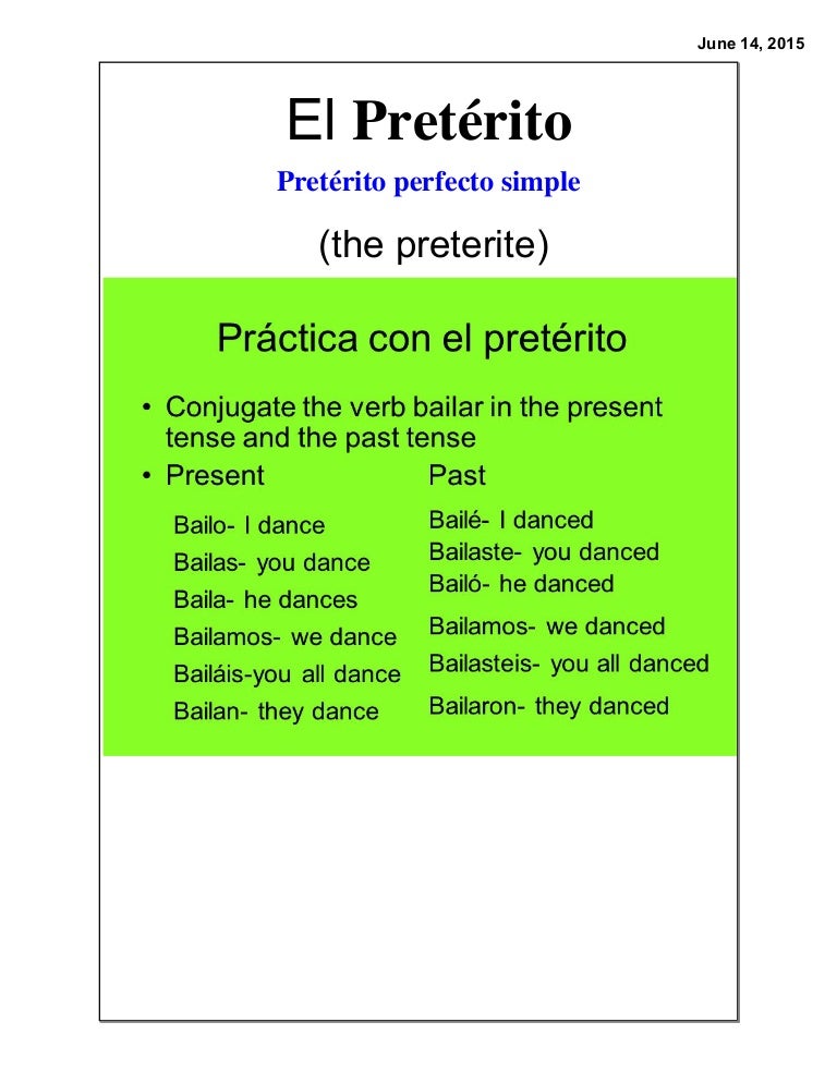 Preterite Tense preterite-tense