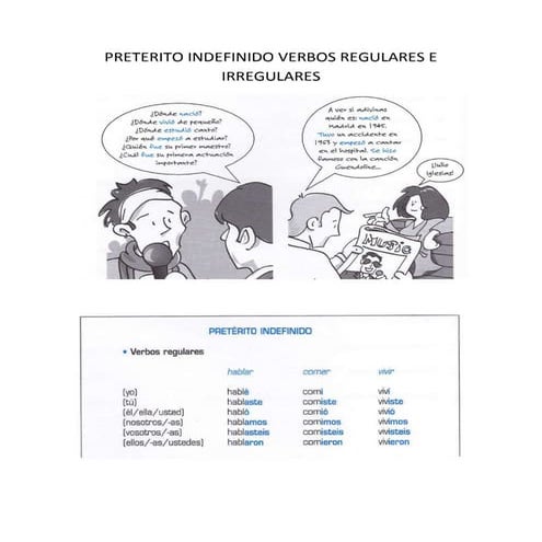 Preterito indefinido verbos regulares e irregulares explicacion | DOCX