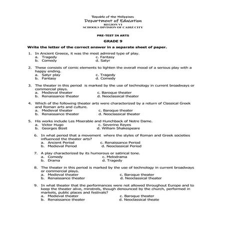 PRETEST IN ARTS GRADE 9.docx