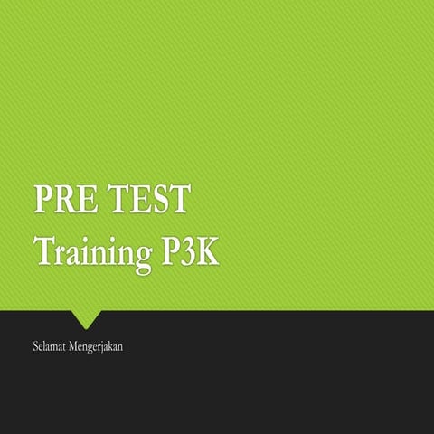 PRE TEST For First Aid Medicine Traininig | PPTX