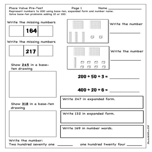Pretest place value unit 2 | PDF