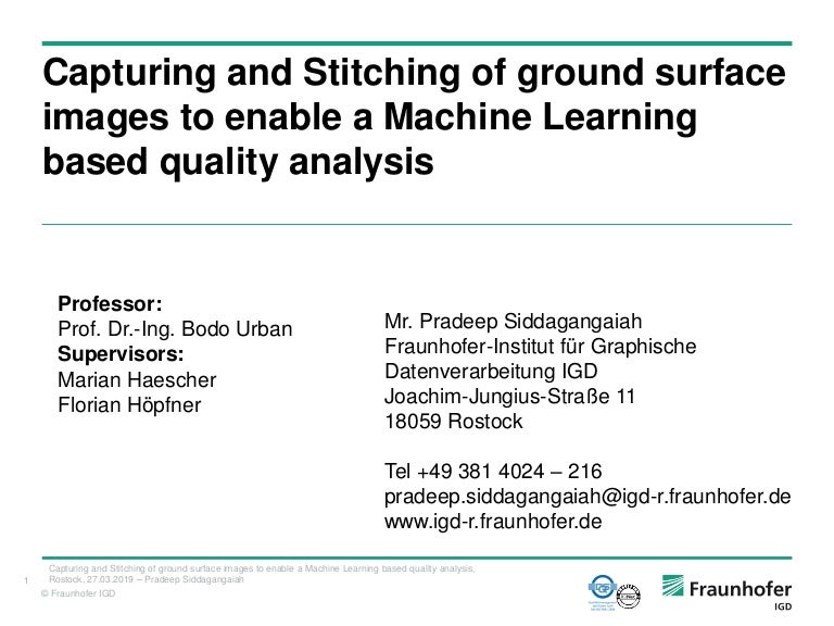 Capturing and Stitching of ground surface images to enable a Machine