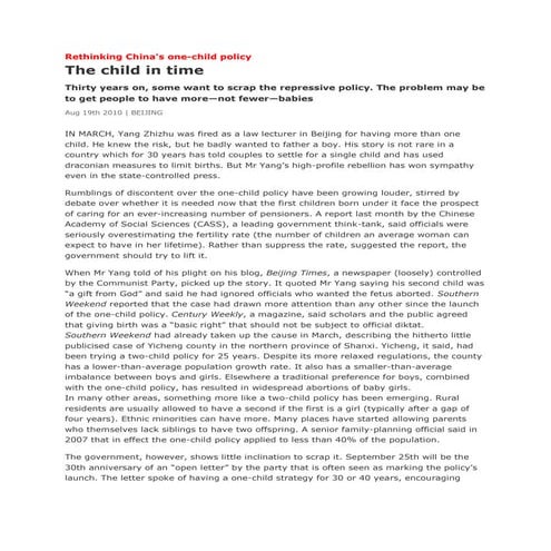 P rethinking china's one child policy | DOCX