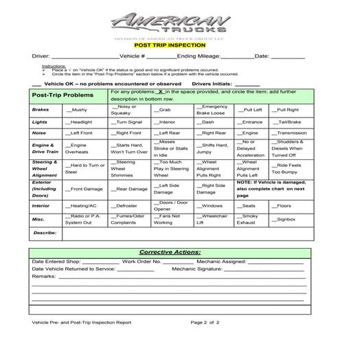 Pre tripinspection 2 | PDF