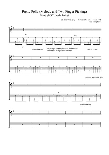 Melodic 5 String Banjo Roll patterns | PDF | Classical Music | Music