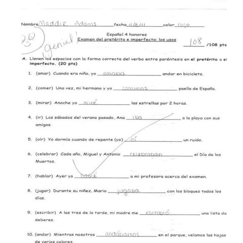 Preterite vs Imperfect Exam | PPTX