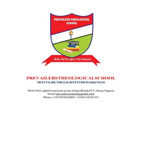PREVAILERS THEOLOGICAL SCHOOL FCT ABUJA, NIGERIA | DOCX