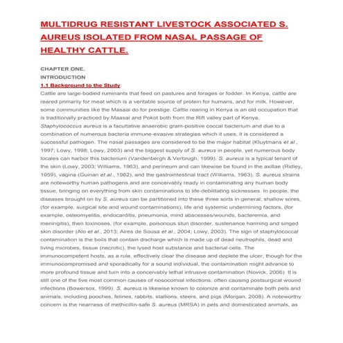 PREVALENCE OF MULTIDRUG RESISTANT LIVESTOCK ASSOCIATED S.AUREUS ...