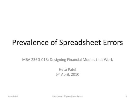 Spreadsheet Errors Pc 4 5 10 | PPT