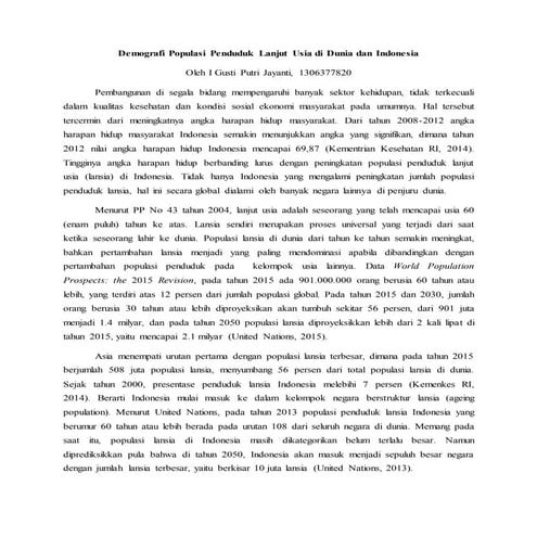 Prevalensi lansia di dunia dan indonesia | DOCX