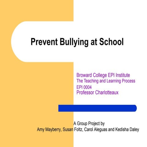 Prevent Bullying At School | PPT