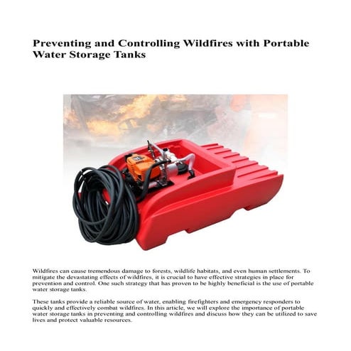 Using portable water storage tanks to prevent and control wildfires | PDF